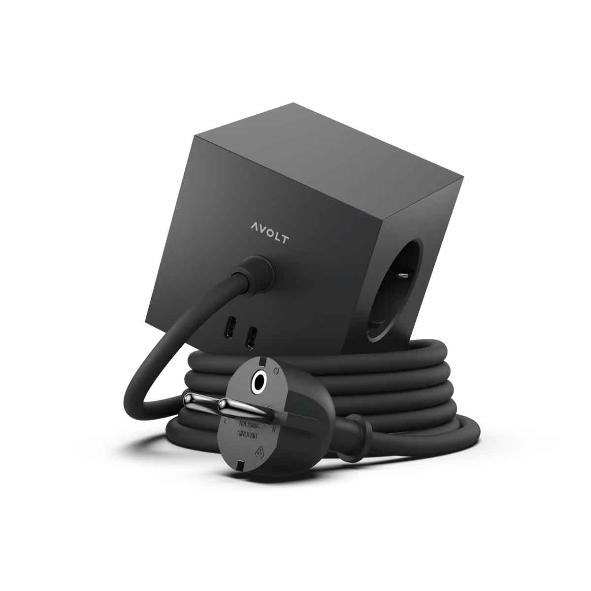 Fjöltengi SQUARE 1 m/USB C tengi, svart - Epal