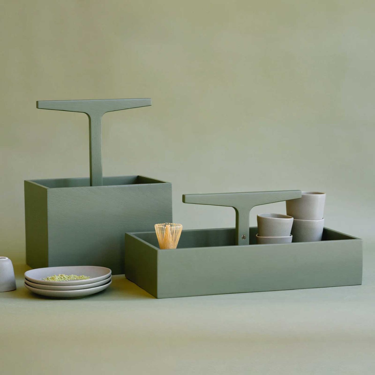 Áhaldabox TOOLBOX lágt, eik/grænt - Epal